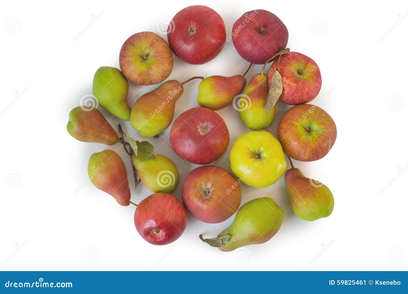 Circle of Apples and Pears Isolated on White Stock Image - Image of ...