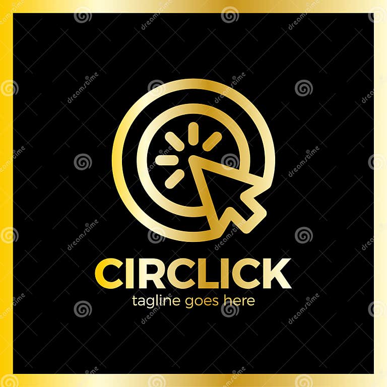 Circle Arrow Click Icon. Line Mouse Cursor Logotype Stock Illustration ...