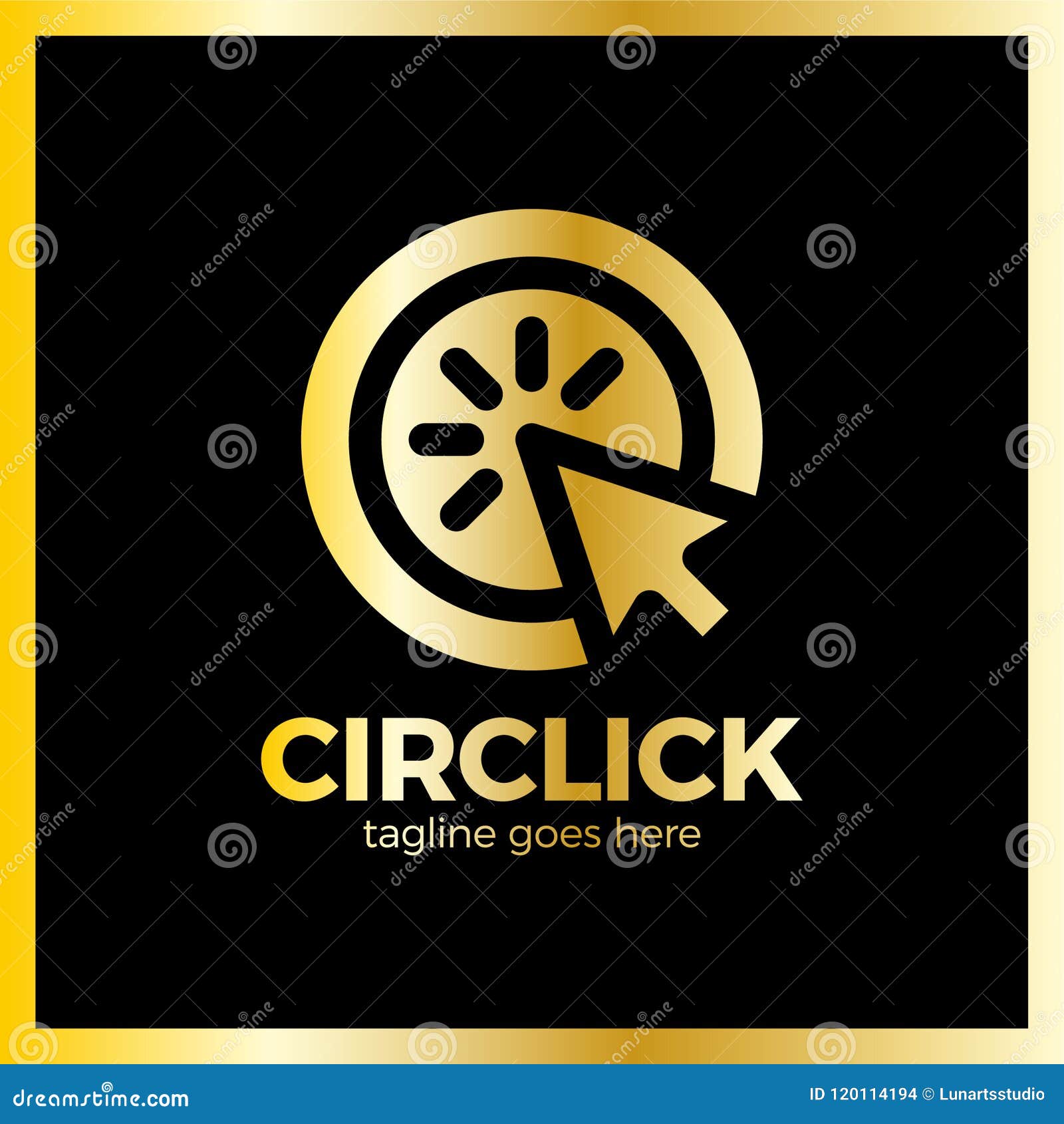 Circle Arrow Click Icon. Line Mouse Cursor Logotype Stock Illustration ...