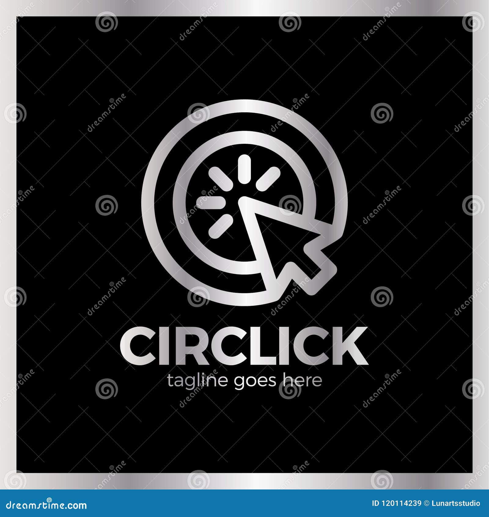Circle Arrow Click Icon. Line Mouse Cursor Logotype Stock Illustration ...