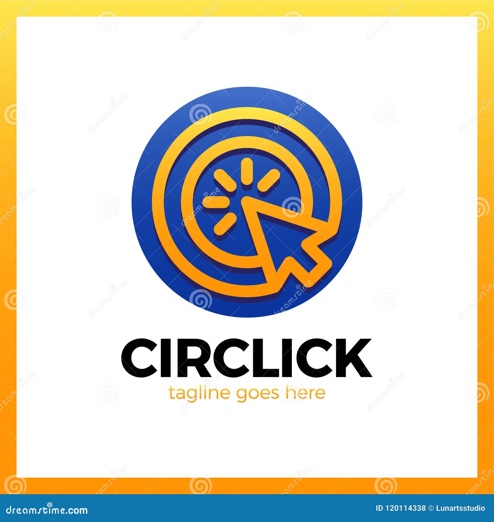 Circle Arrow Click Icon. Line Mouse Cursor Logotype Stock Illustration ...