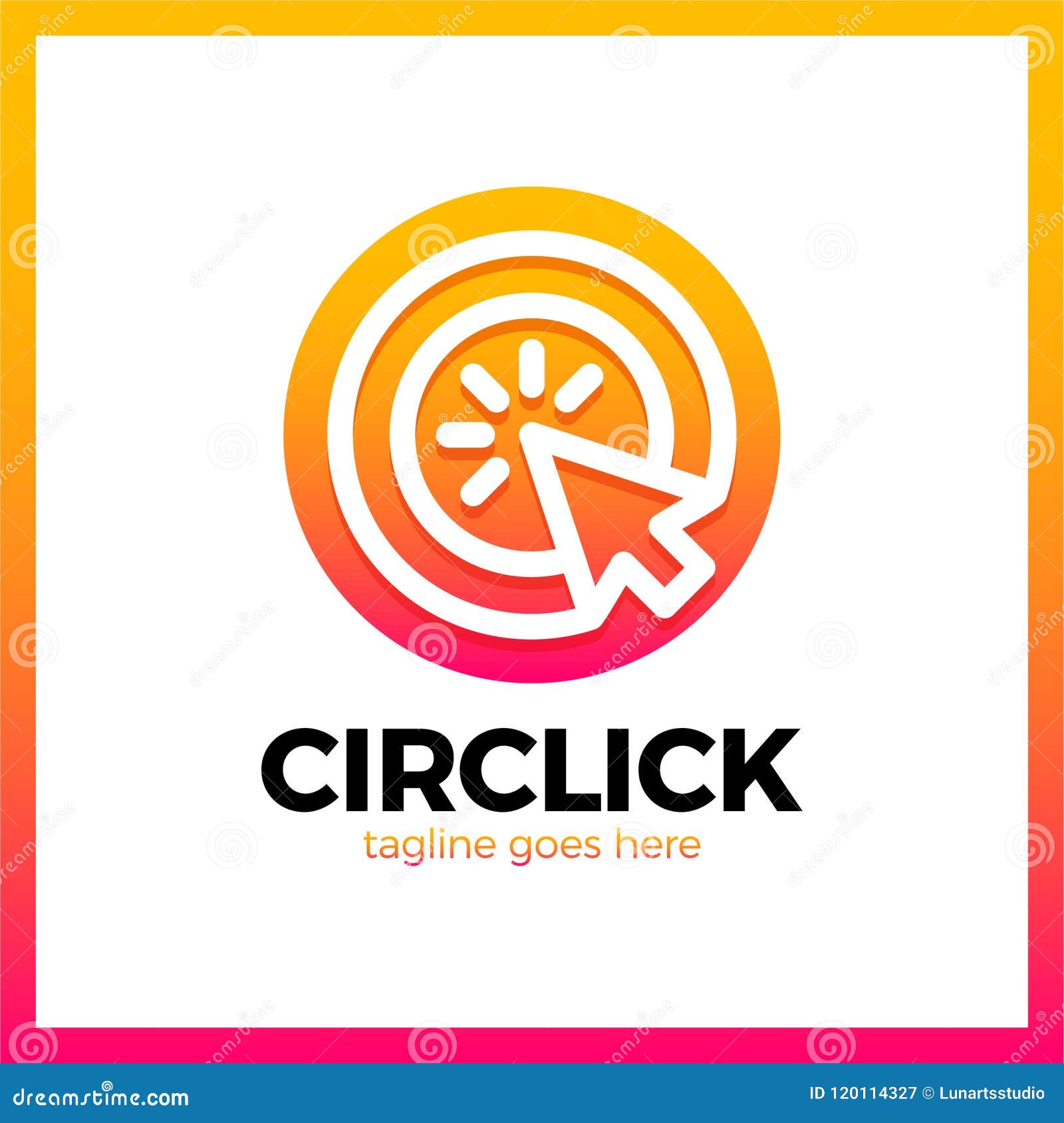 Circle Arrow Click Icon. Line Mouse Cursor Logotype Stock Illustration ...