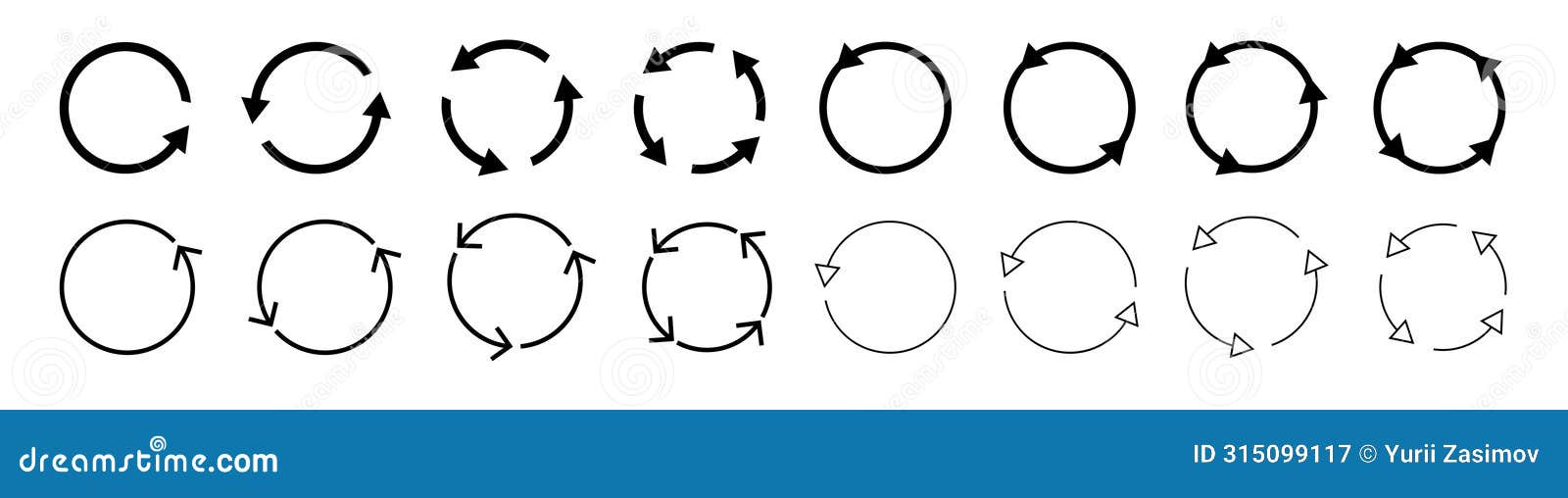 Circle Arrow Icon Set. Circular Arrow Icon Refresh Reload. Set of Circle Arrows Stock Vector ...