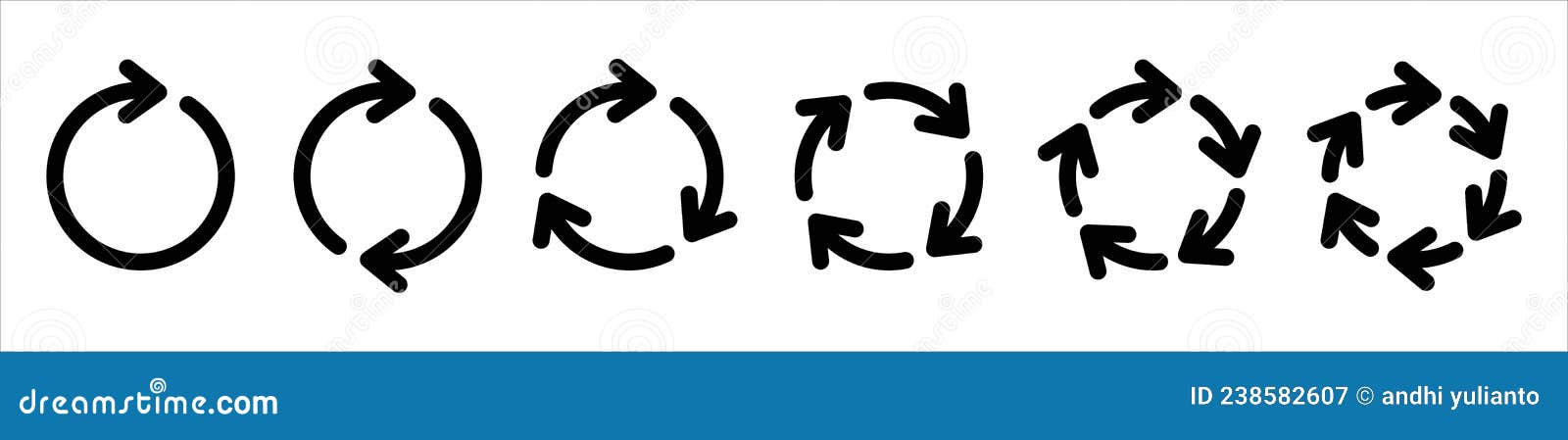 Circle Arrow Icon Set. Symbol of Reload, Refresh, Loading, Recycle and Repeat. Interconnecting ...