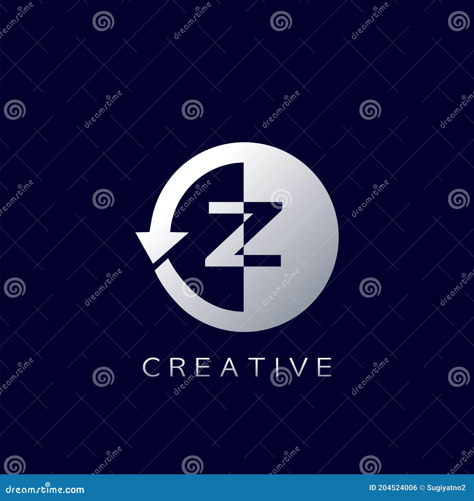 Circle Arrow Letter Z Geometrical Logo Negative Space Vector Design ...