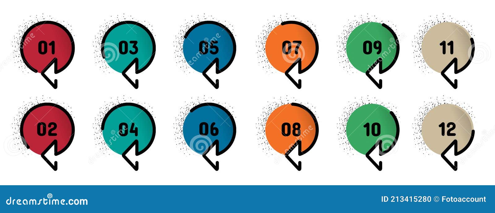 Circle Arrows - Different Lenghts with Numbers - Colorful Vector ...