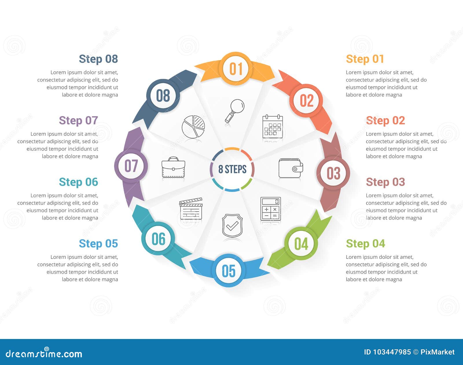 Circle Arrows with Eight Elements Stock Vector - Illustration of ...