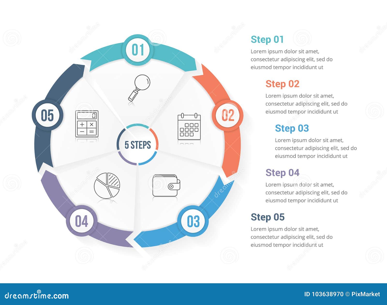 Circle Arrows Vector Elements For Process Infographics With Steps ...
