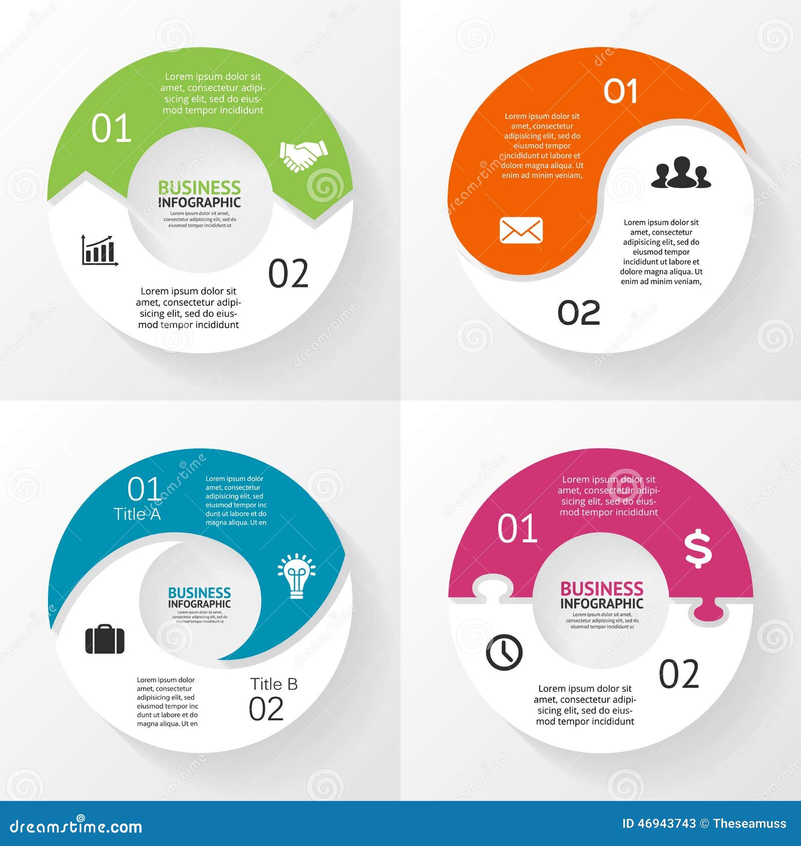 Circle Arrows Puzzle Infographic, Diagram, 2 Steps Cartoon Vector ...
