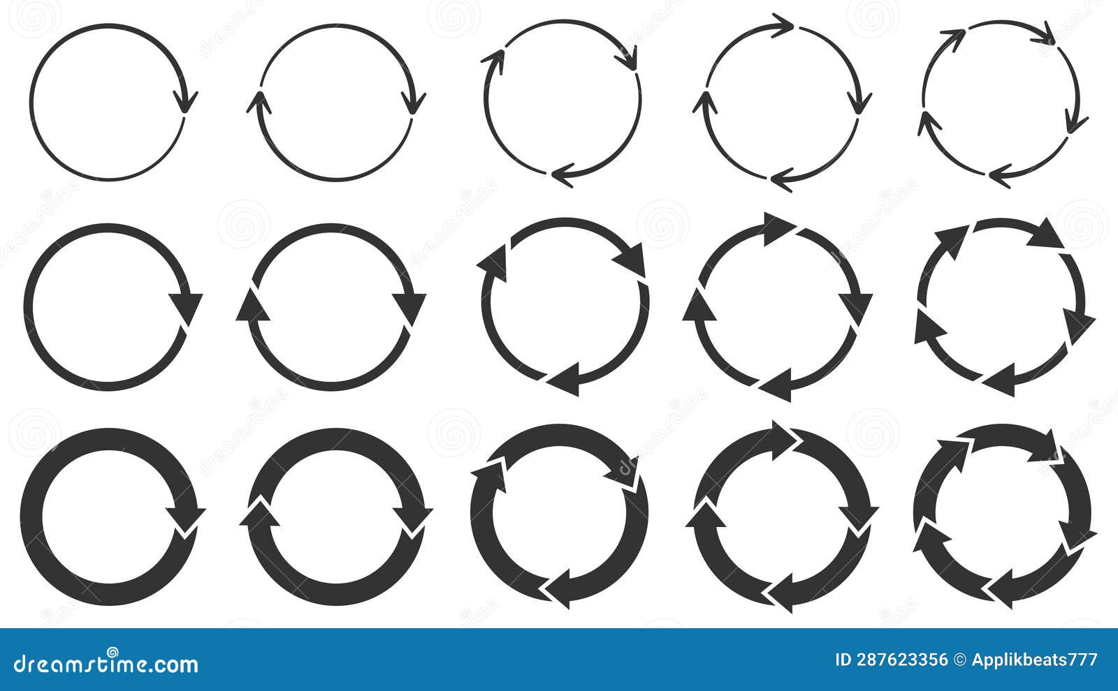 Circle Arrows. Round Reload or Repeat Icon, Rotate Arrow and Spinning Loading Symbol Stock ...