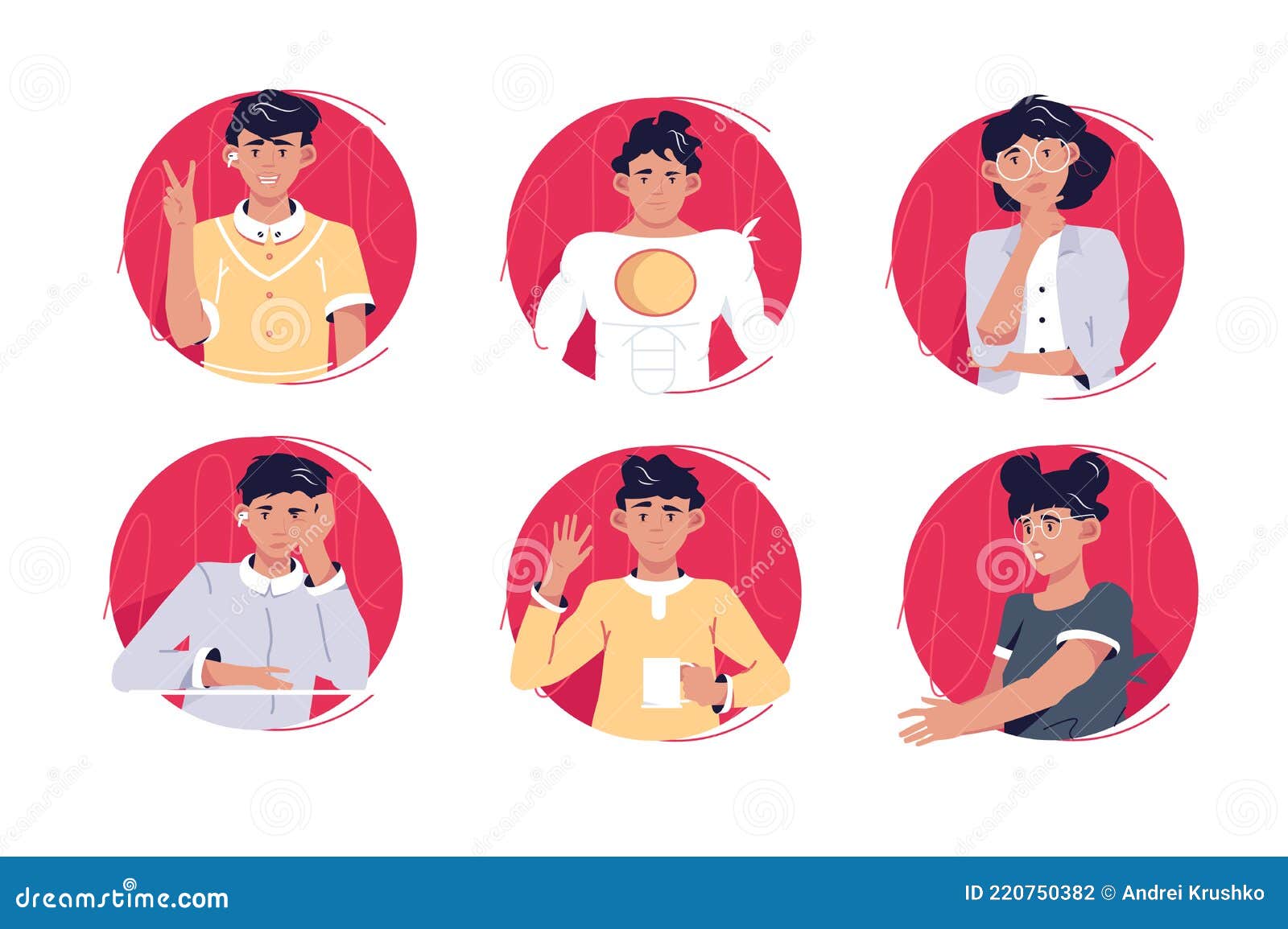 Circle Avatars of Different Persons Stock Vector - Illustration of ...