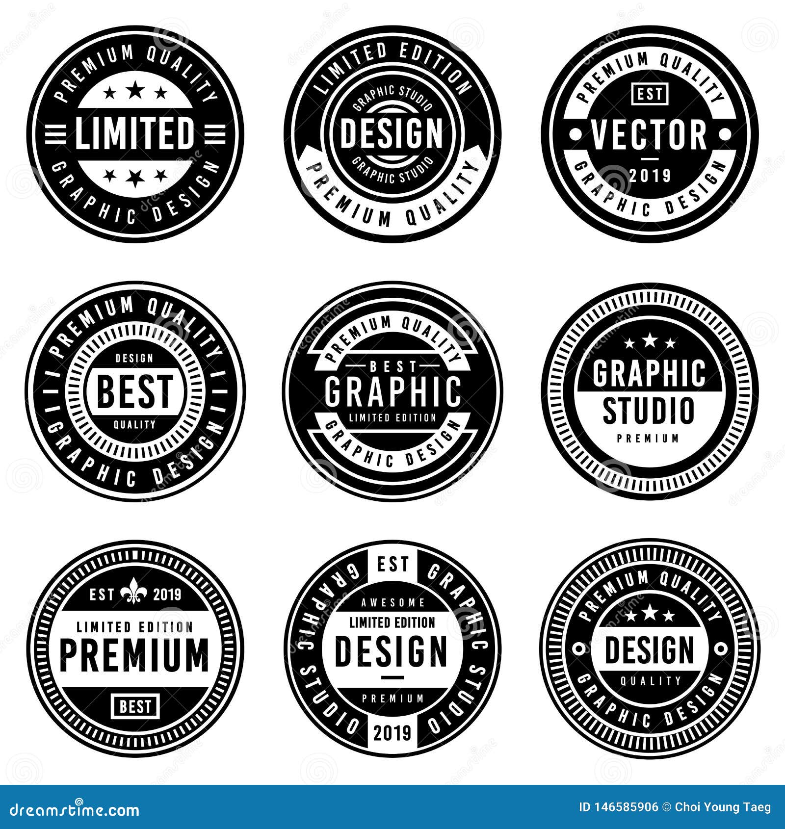 CIRCLE BADGE SET - VECTOR stock vector. Illustration of quality - 146585906