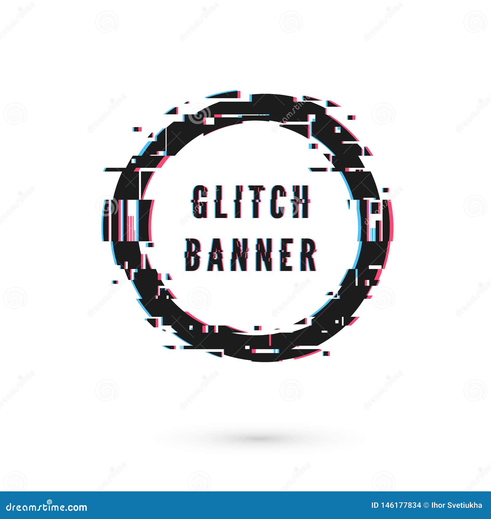 Circle Banner with Distortion Effect - Glitch. Digital Technology ...