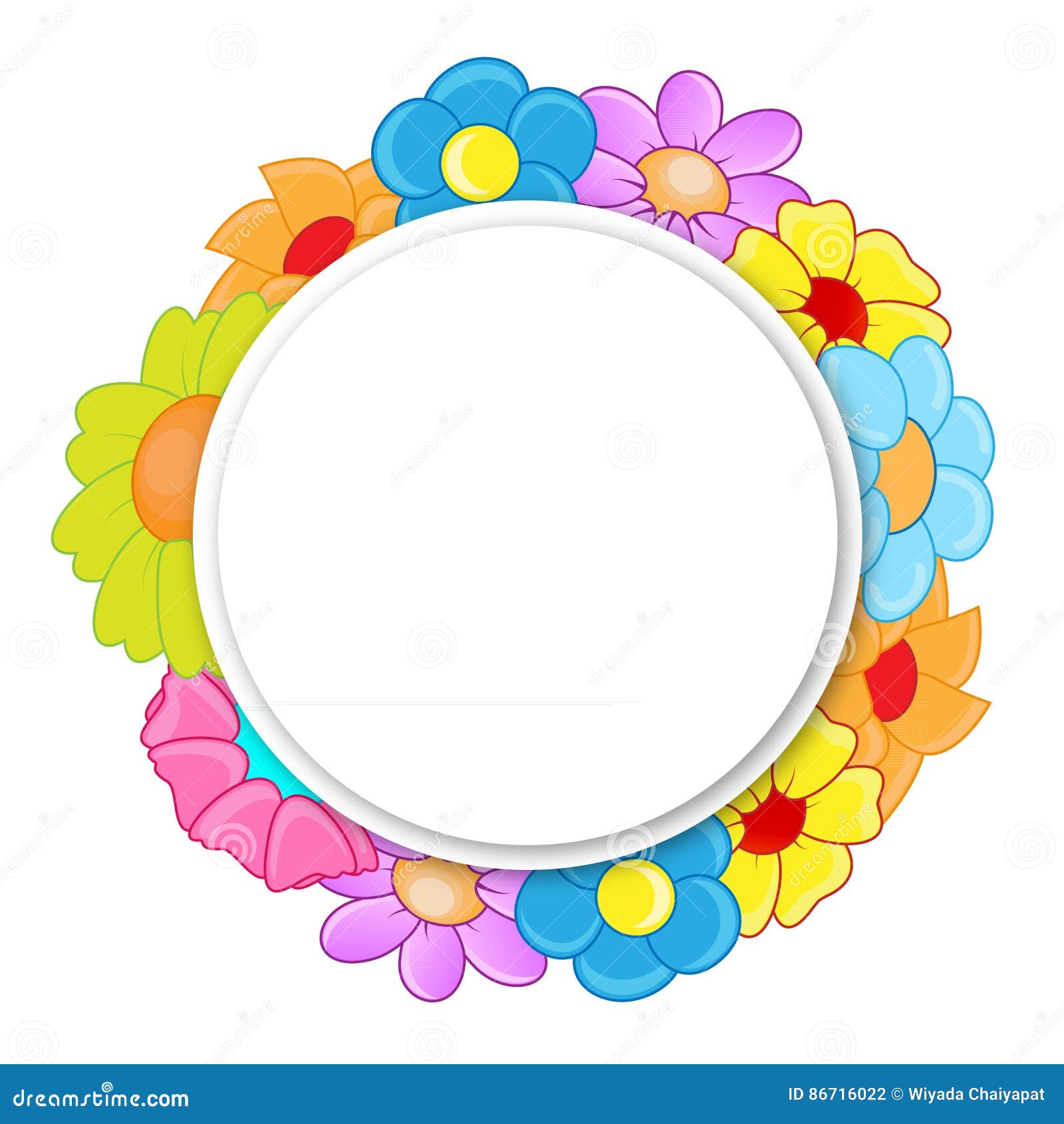 Circle banner with flowers stock vector. Illustration of frame - 86716022