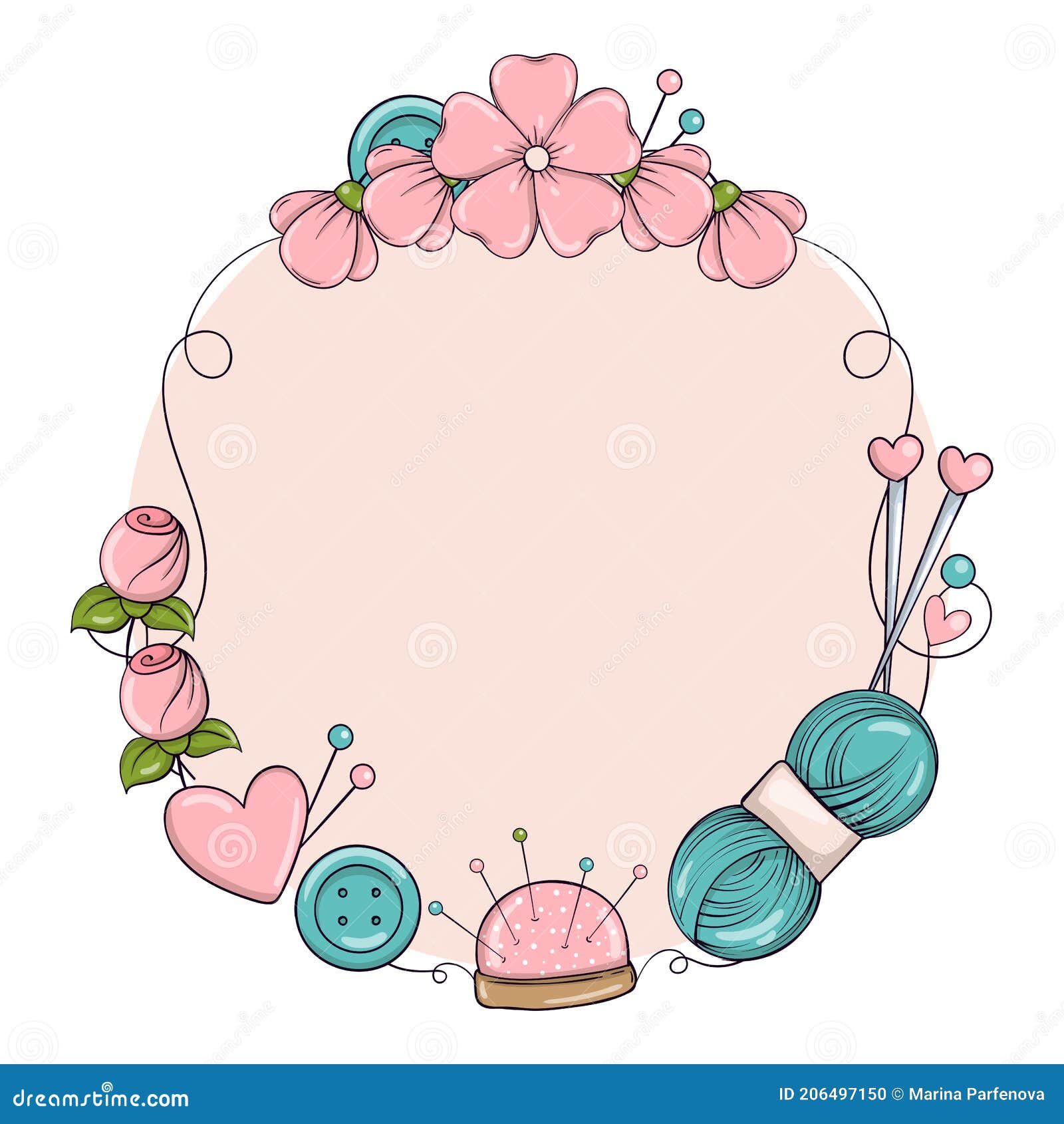 Circle Banner Template for Hand Made, Knitting, Sewing. Frame with ...