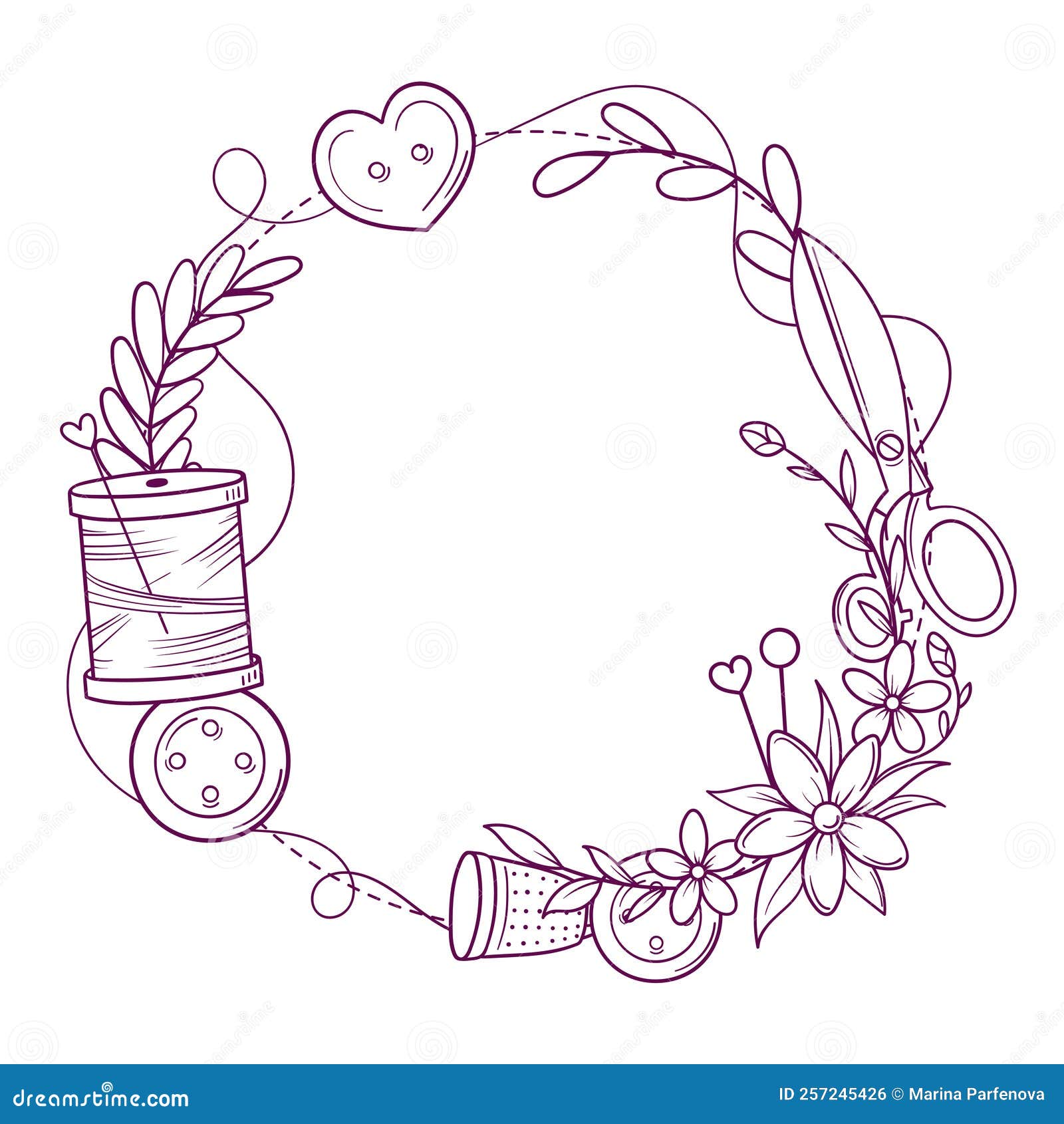 Circle Banner Template for Hand Made, Knitting, Sewing. Frame with ...