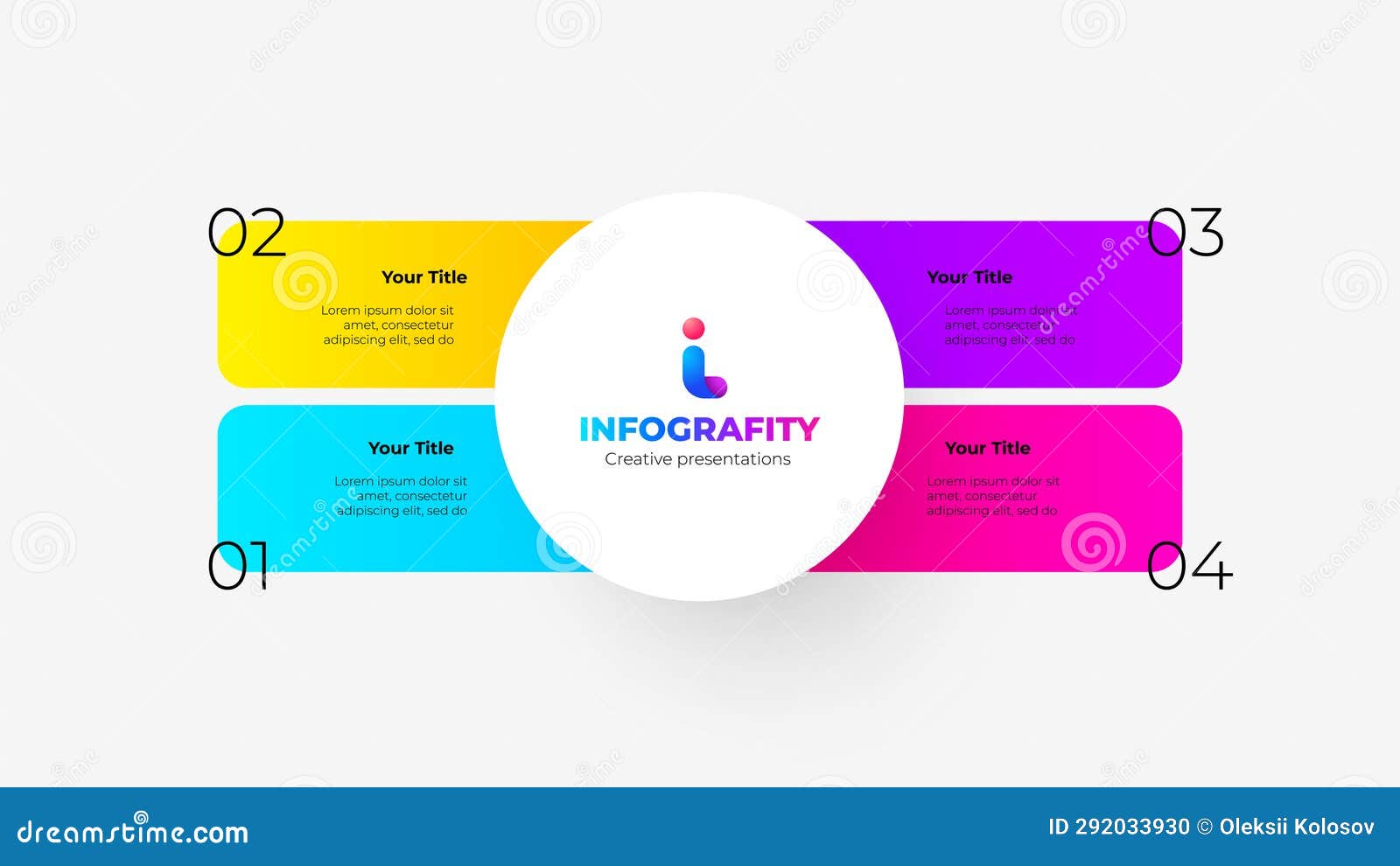 Circle with 4 Banners Around. Business Data Visualization for ...