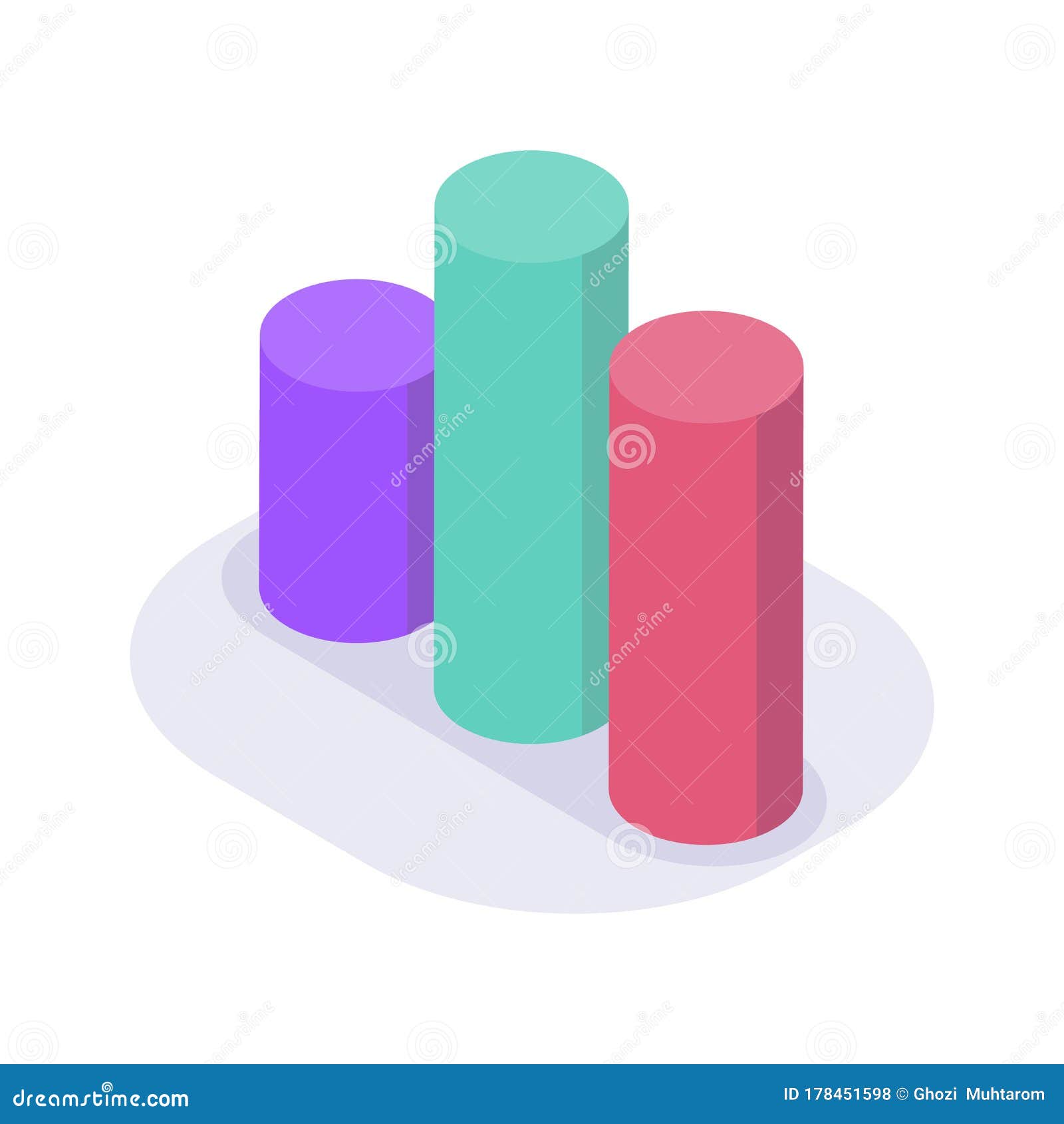 Circle Bar Graph Chart Isometric Icon with Modern Flat Style Color ...