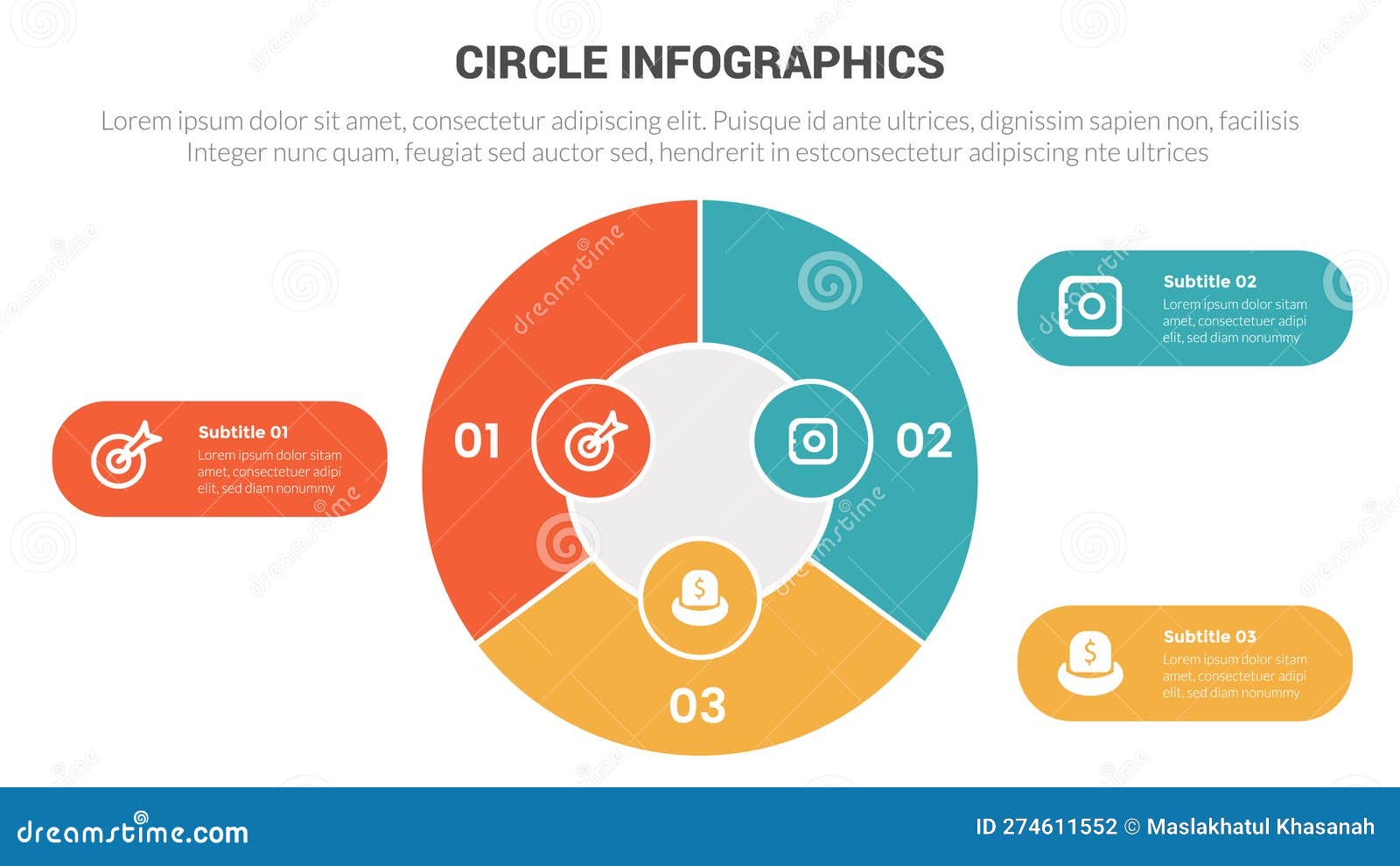 Circle Base Infographics Template Diagram Banner with Center Circle ...
