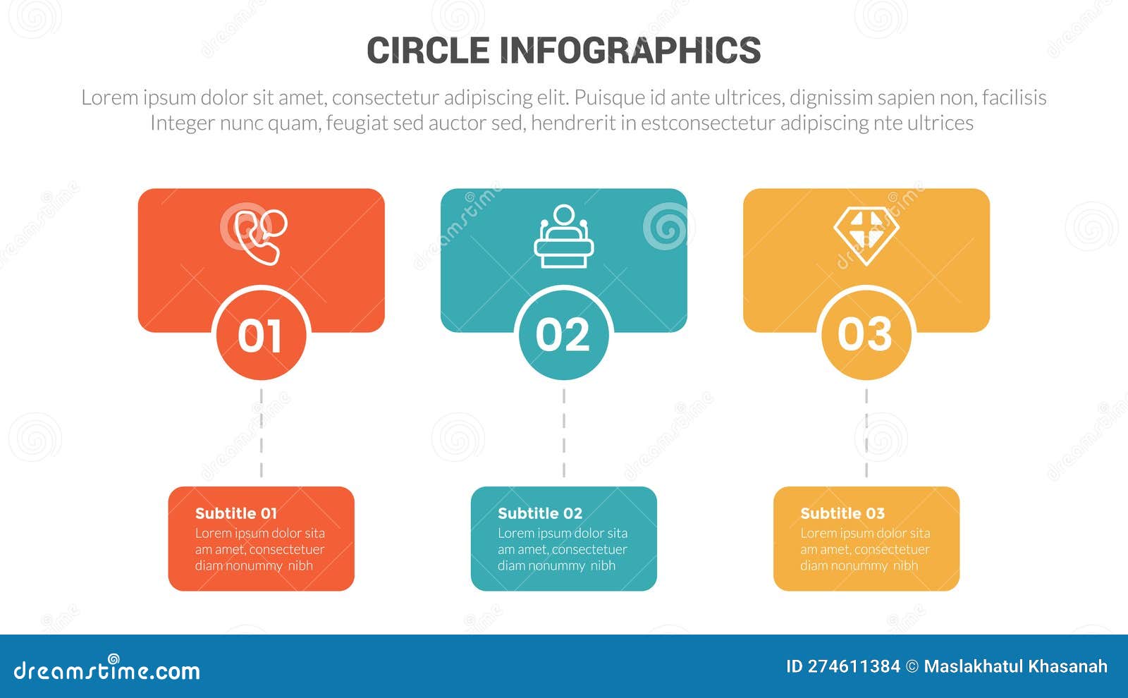 Circle Base Infographics Template Diagram Banner with Horizontal Banner ...