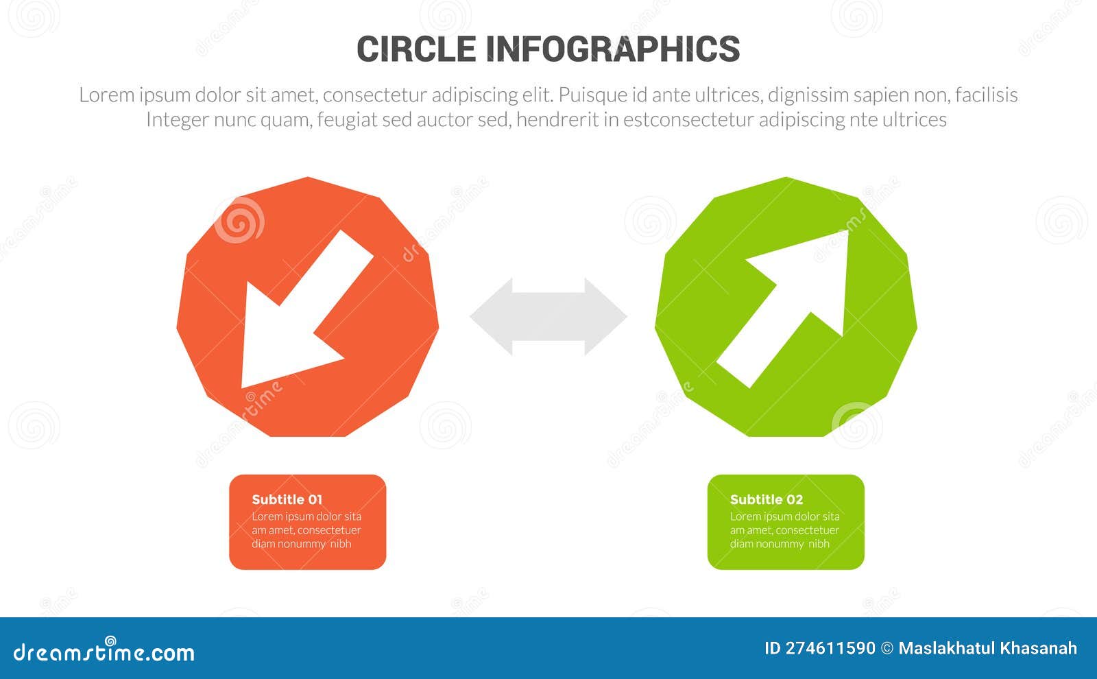Circle Base Infographics Template Diagram Banner with Up and Down ...