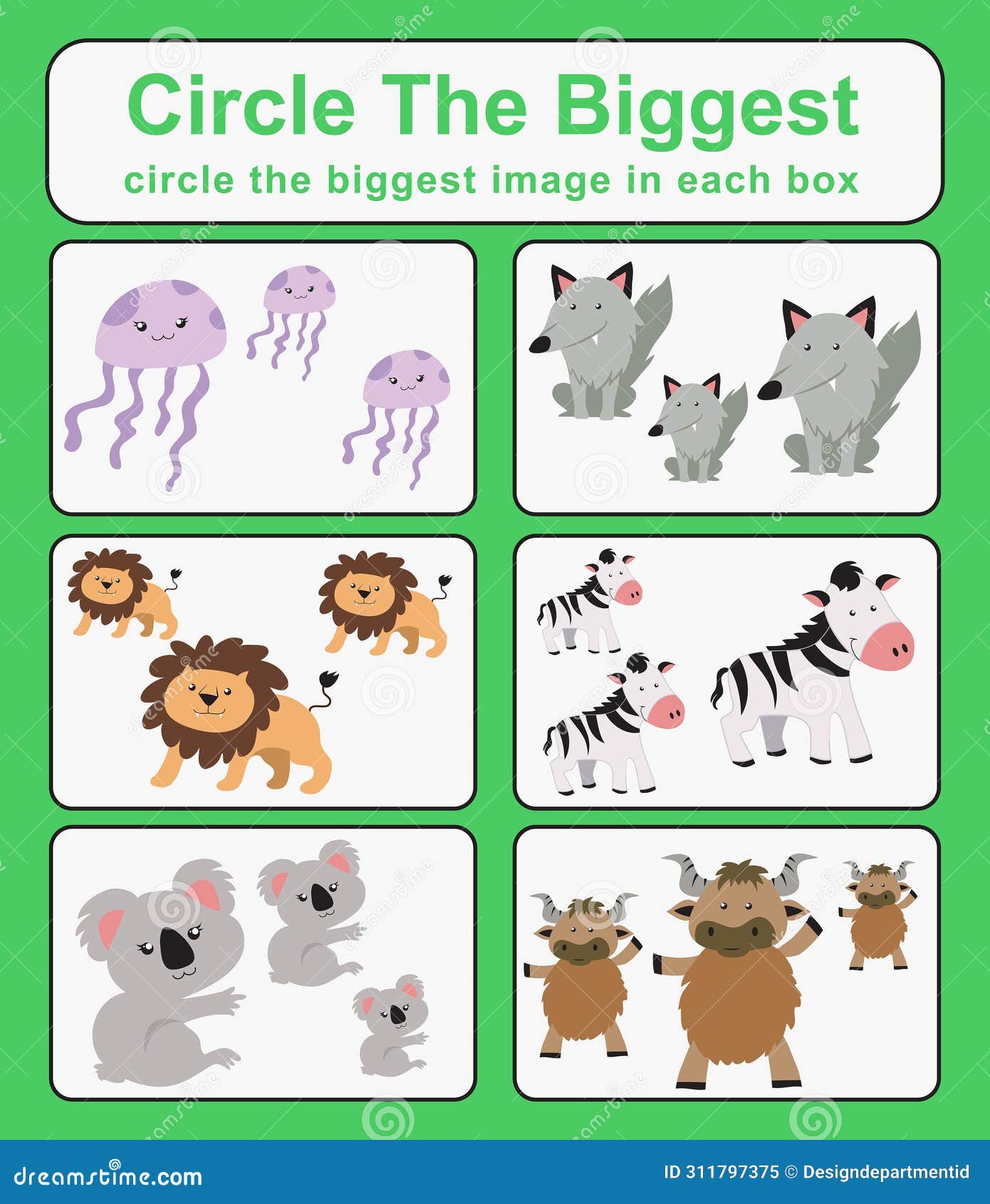 Circle the Bigger Worksheet Stock Vector - Illustration of class, play ...