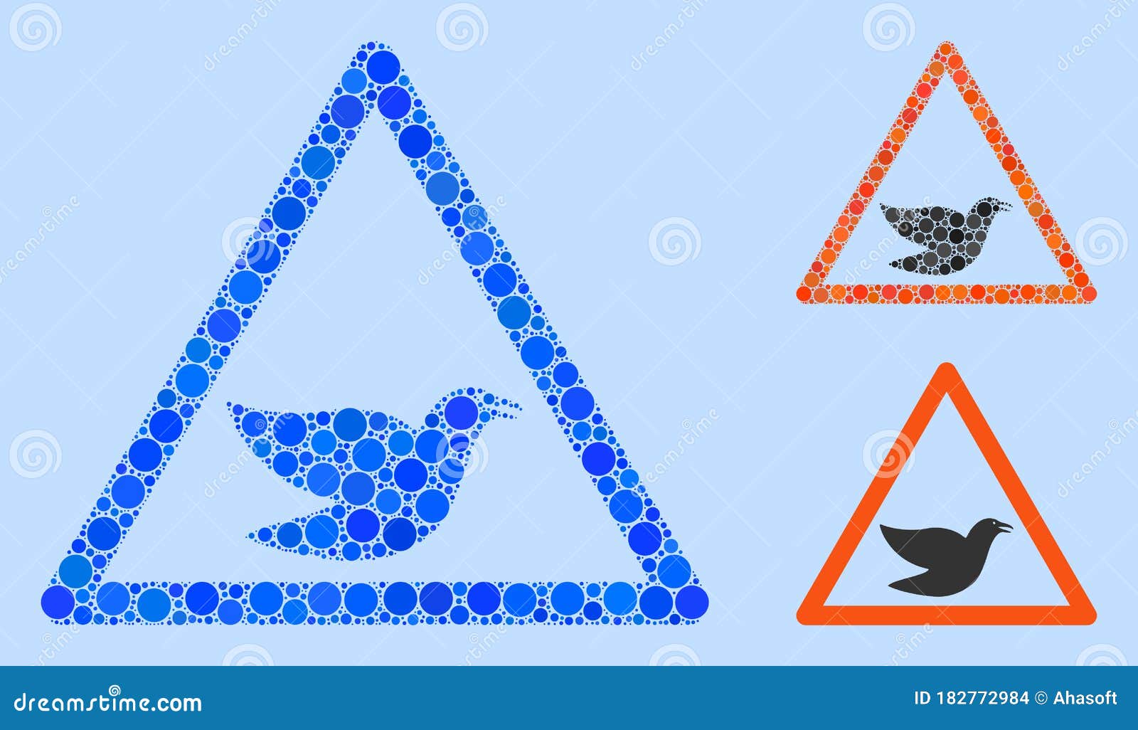 Circle Bird Warning Icon Collage Stock Illustration - Illustration of ...