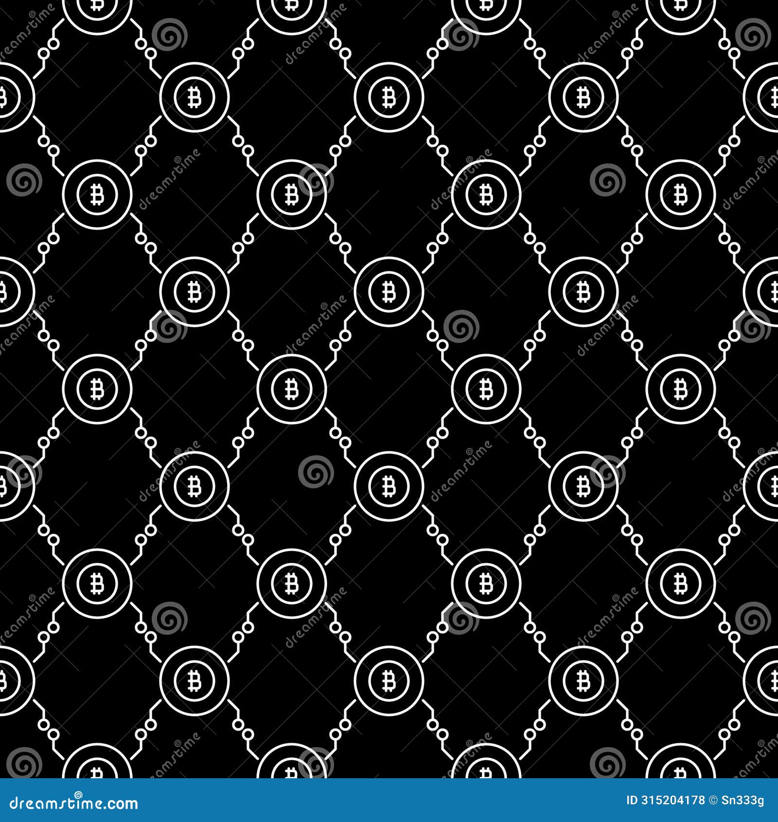 Circle with Bitcoin Sign Vector Crypto Currency Linear Dark Seamless ...