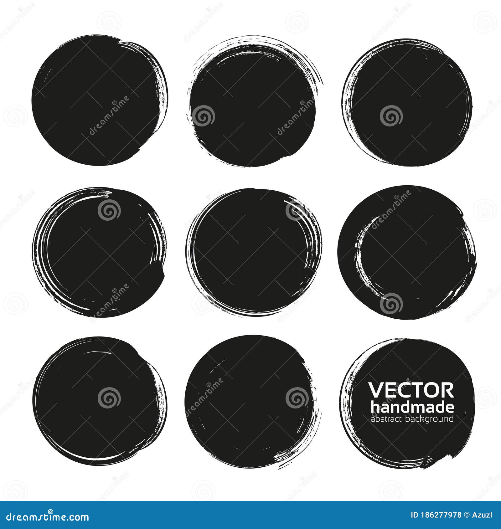 Circle Black Abstract Thick Textured Paint Smears on White Background ...