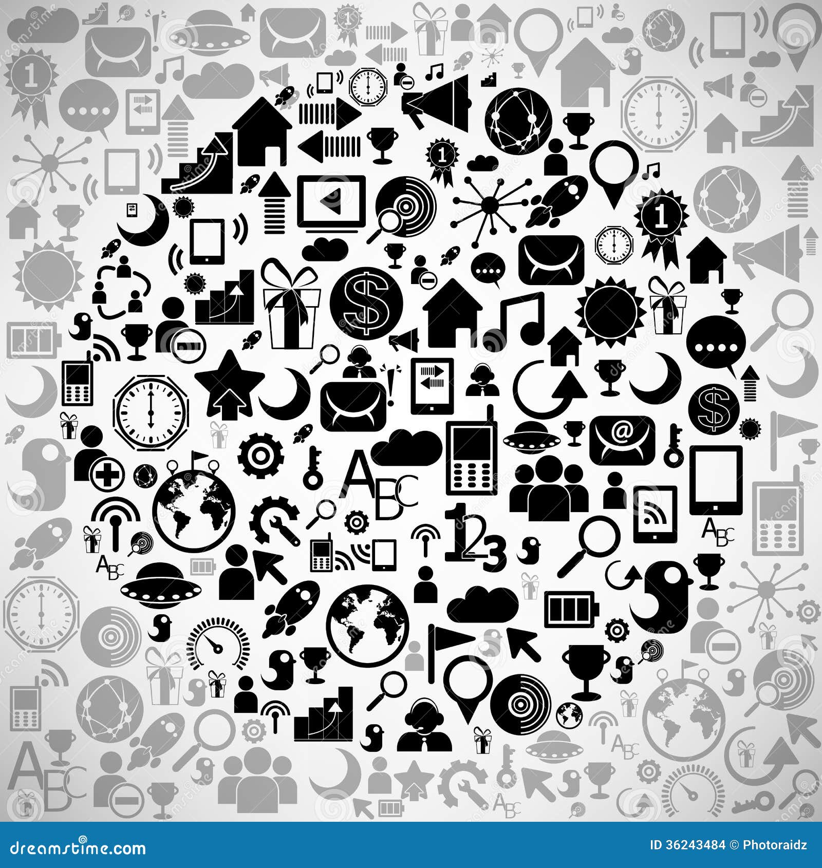 Circle Black Set of Network Icons Stock Vector - Illustration of ...
