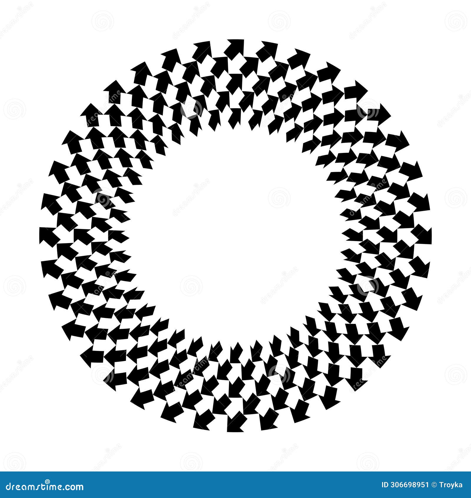 Circle Black and White Arrows Pattern. Round Frame Stock Vector ...