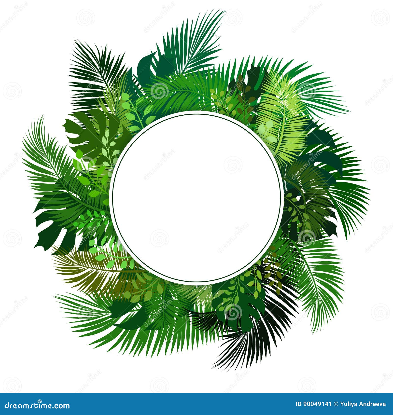Circle Blank Sign with Tropical Leaves. Vector Template Stock Vector ...