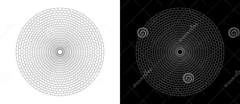 Circle with Blocks or Rectangles. Art Lines Geometry Background, Logo ...