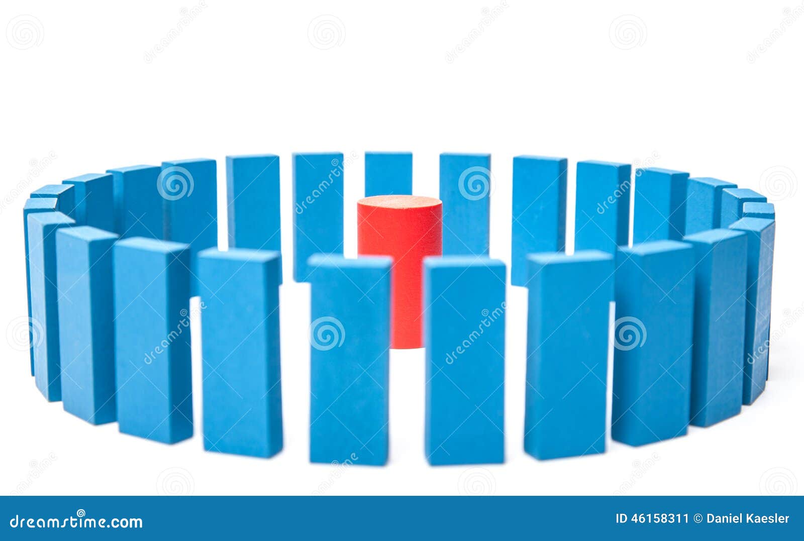 Circle of Blue Building Blocks Surround Single Red One Stock Image ...