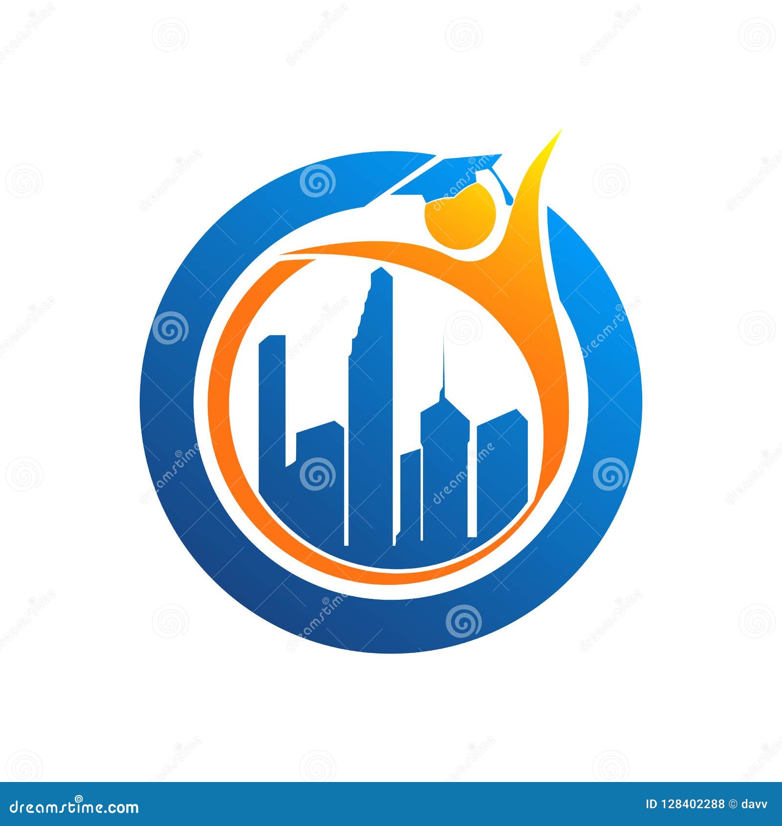 Circle Blue Building Group with Human Icon Logo Template Stock Vector ...