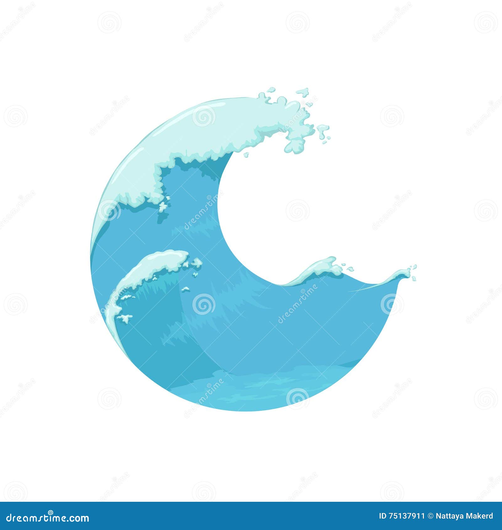 Circle Blue Ocean Wave stock vector. Illustration of clean - 75137911