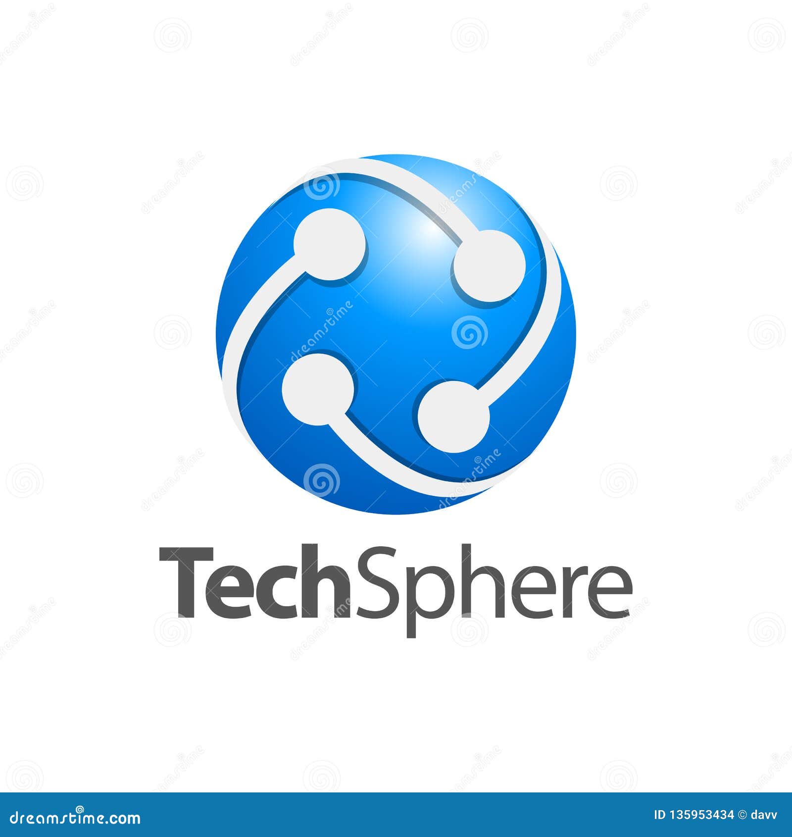 Circle Blue Tech Sphere Logo Concept Design Template Stock Vector ...