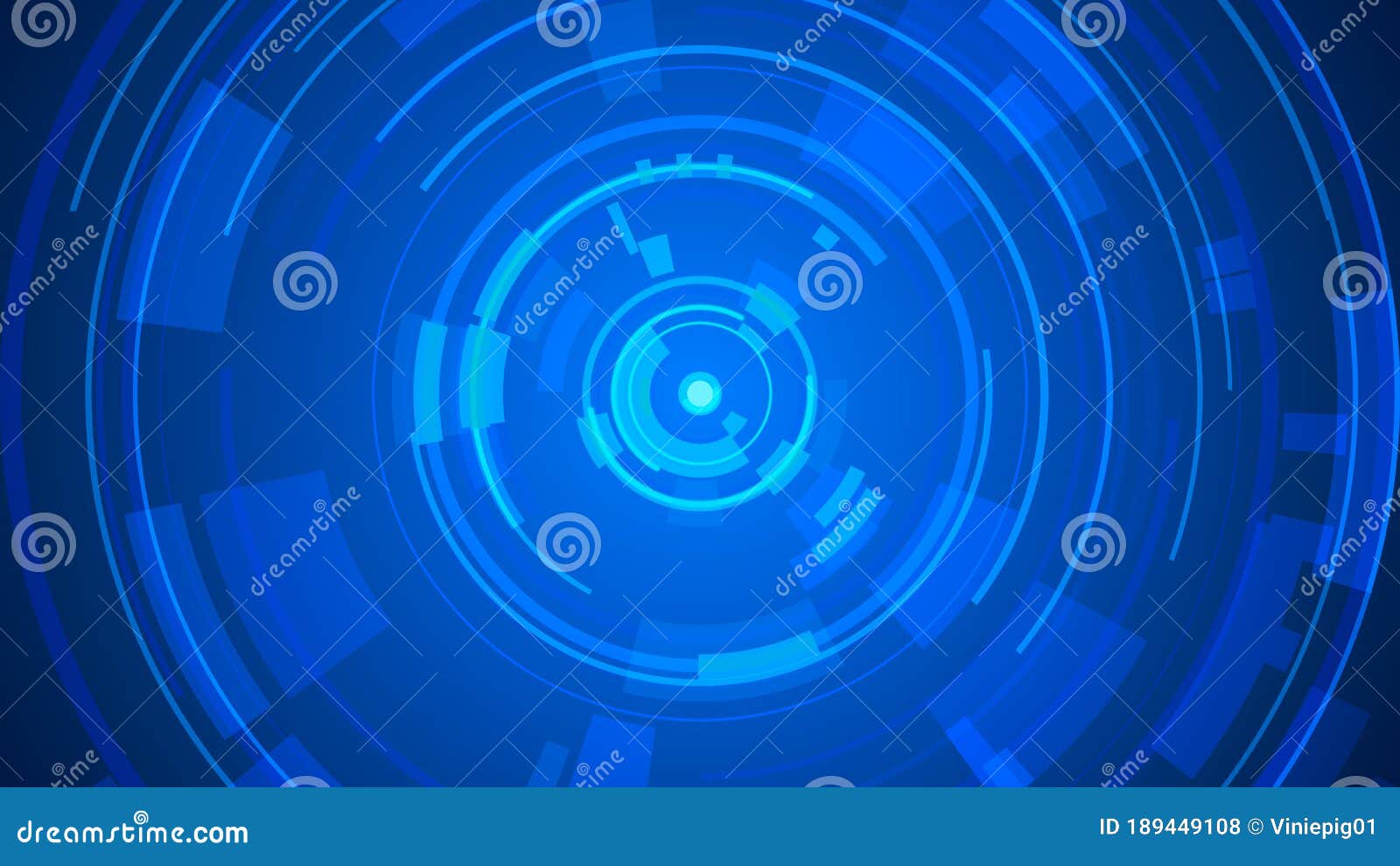 Circle Blue Technology Hi-tech Dark Background. Stock Illustration ...