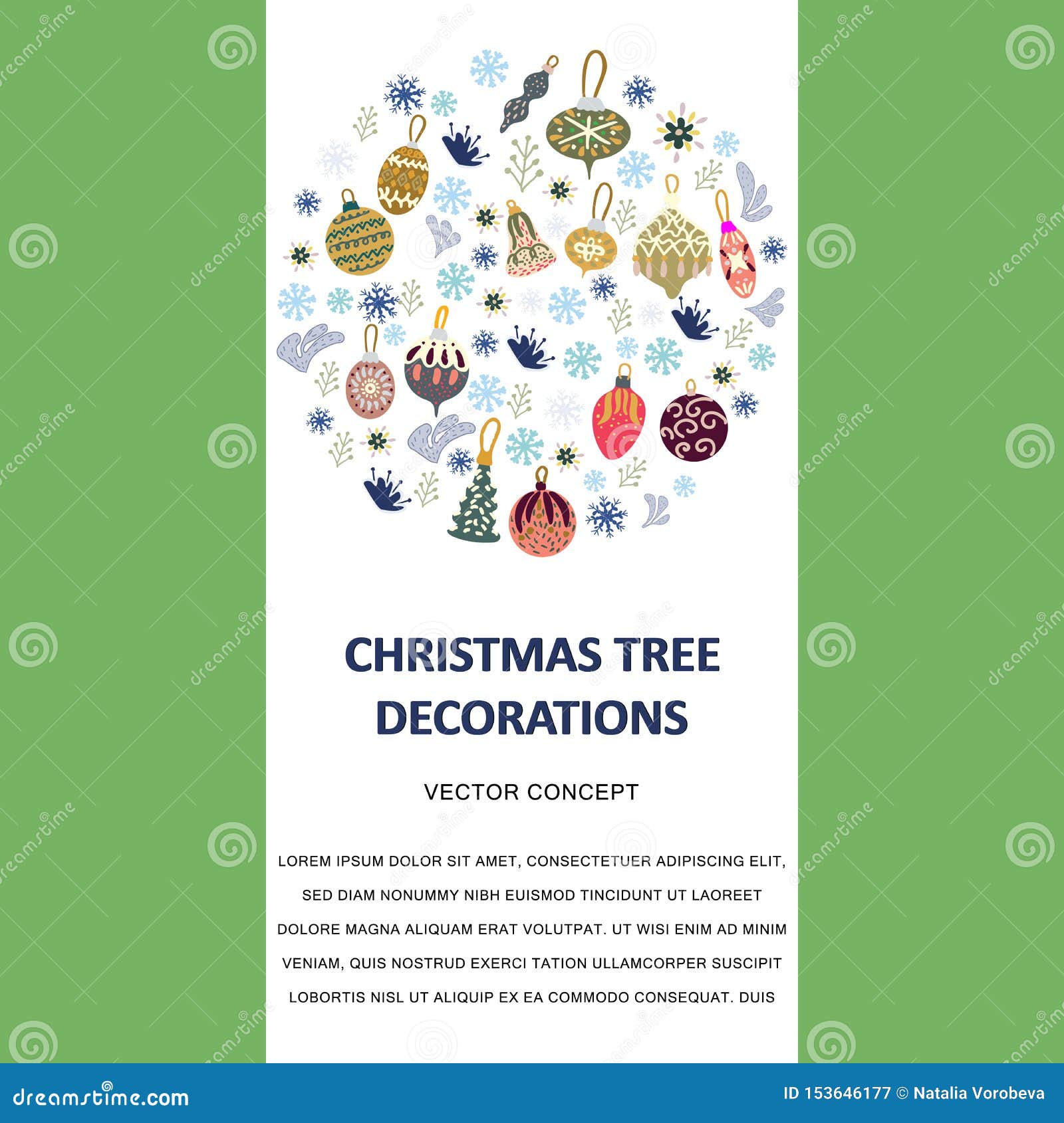 Circle Border with Christmas Tree Decorations with Text Stock ...