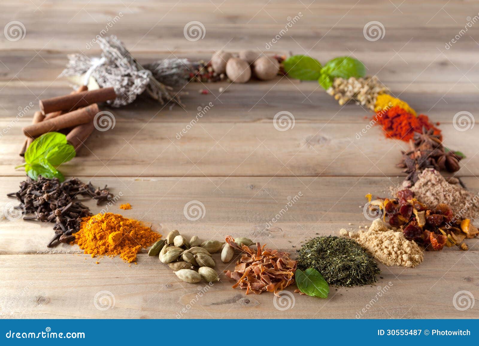 Circle Border of Spices and Herbs Stock Image - Image of border ...