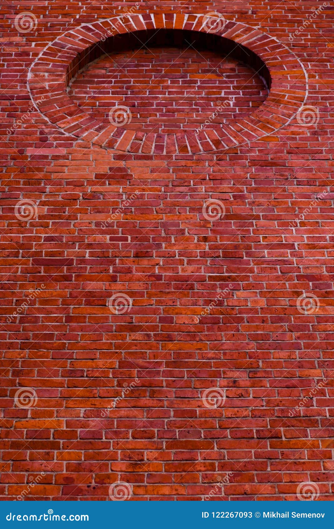 Circle on a brick wall, stock image. Image of texture - 122267093