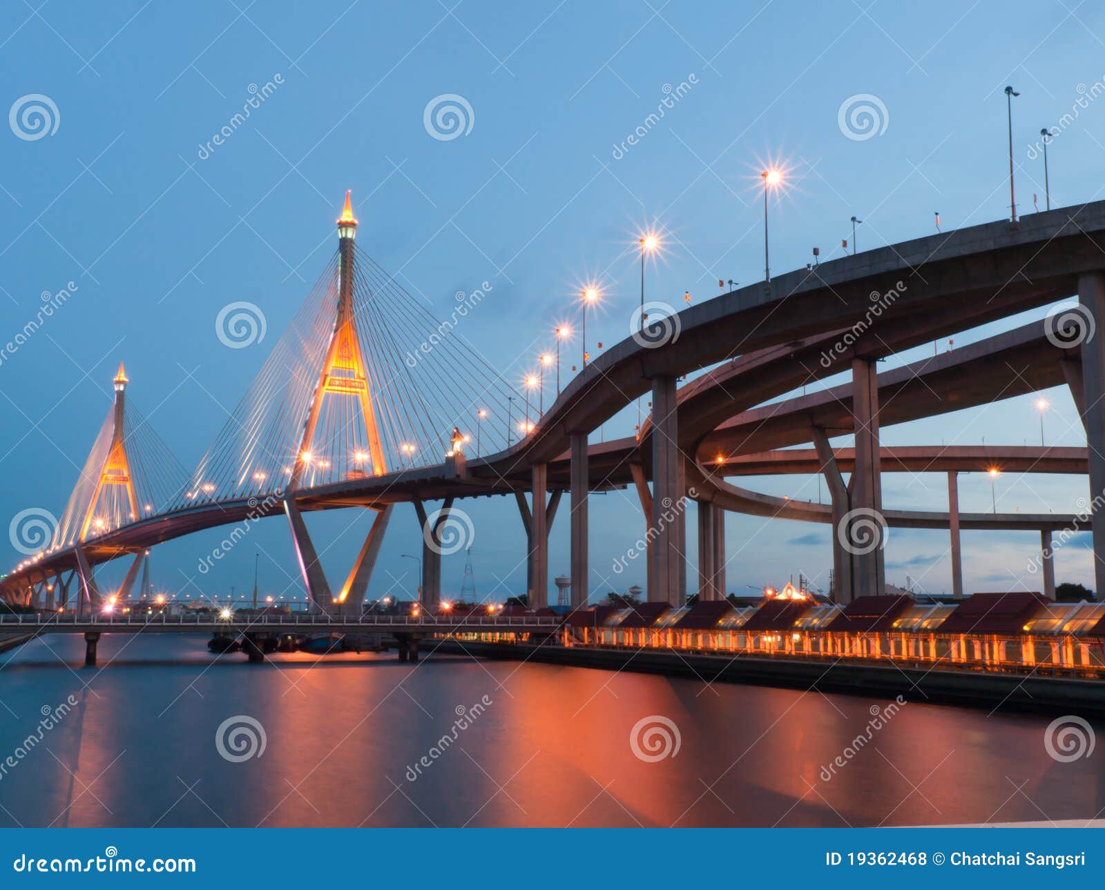 Circle Bridge stock photo. Image of sunset, engineering - 19362468