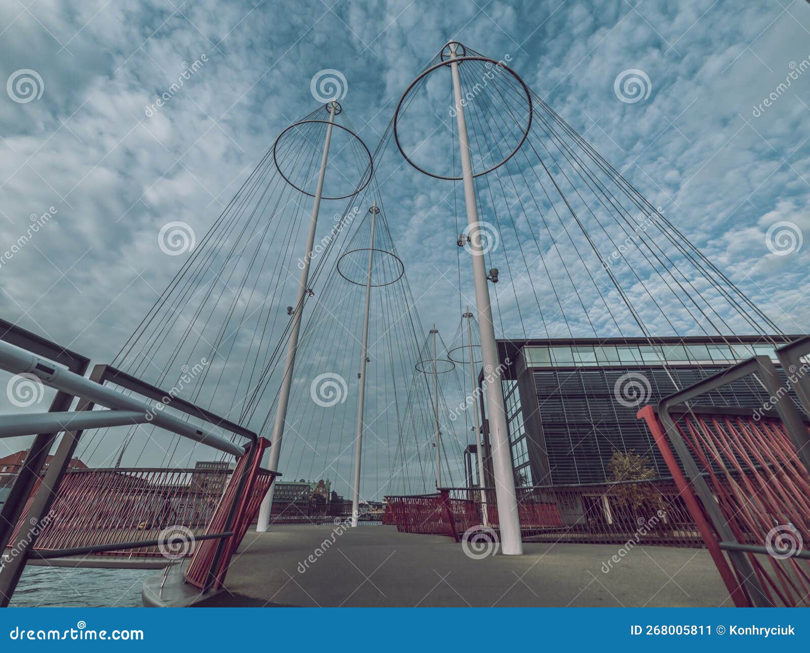 Circle Bridge in Port of Copenhagen Stock Image - Image of cable ...
