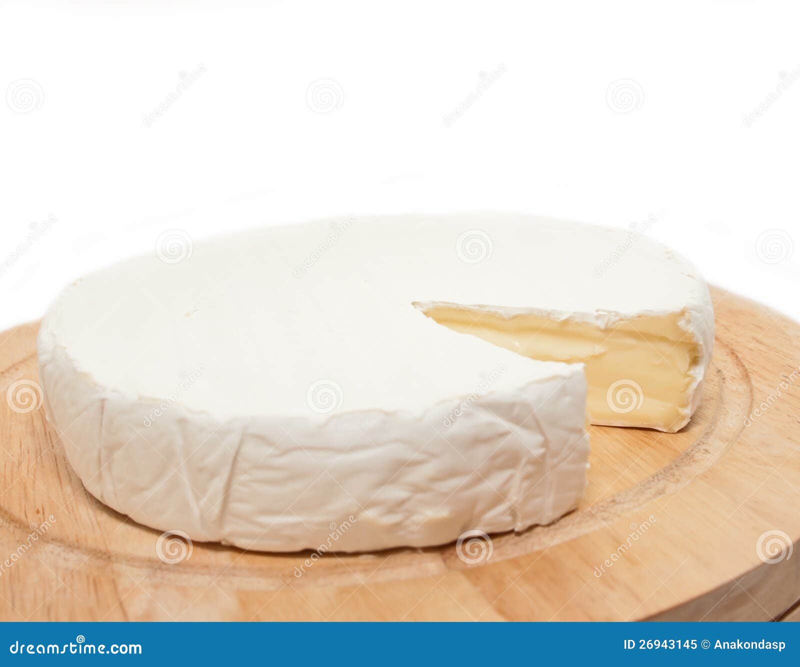 Circle Brie Cheese on Wooden Desk Isolated Stock Image - Image of ...