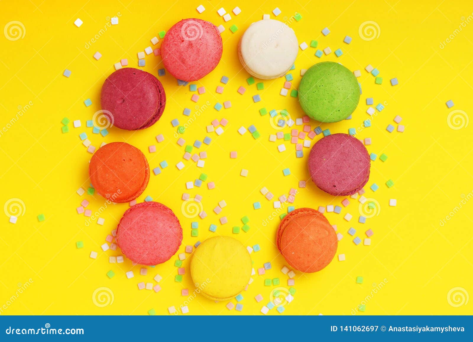 A Circle of Bright Different Macaroons Stock Image - Image of ...