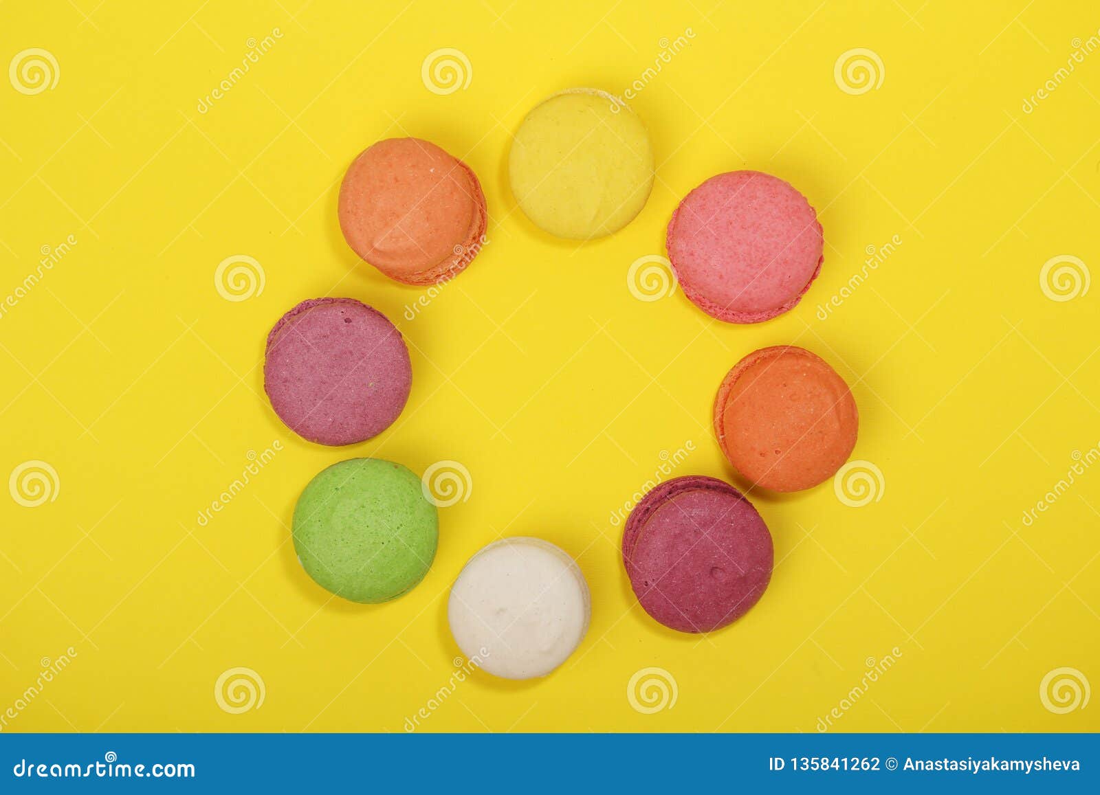 A Circle of Bright Different Macaroons Stock Photo - Image of gourmet ...