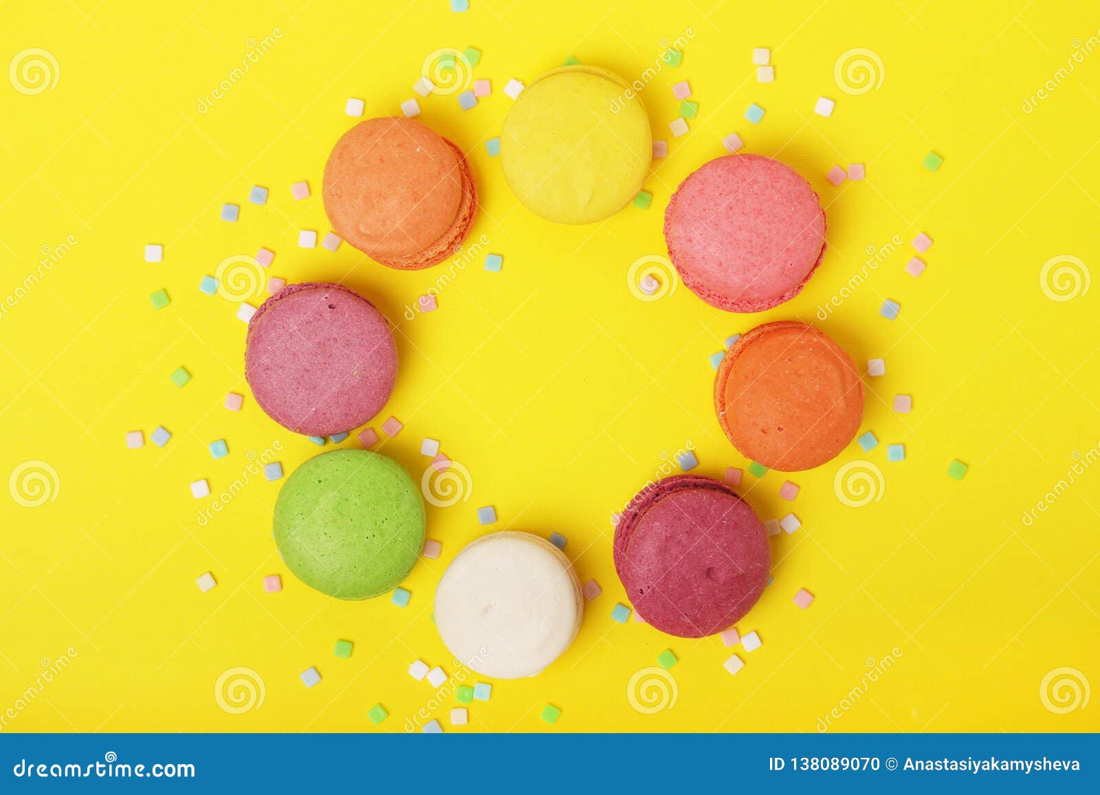 A Circle of Bright Different Macaroons Stock Photo - Image of gourmet ...