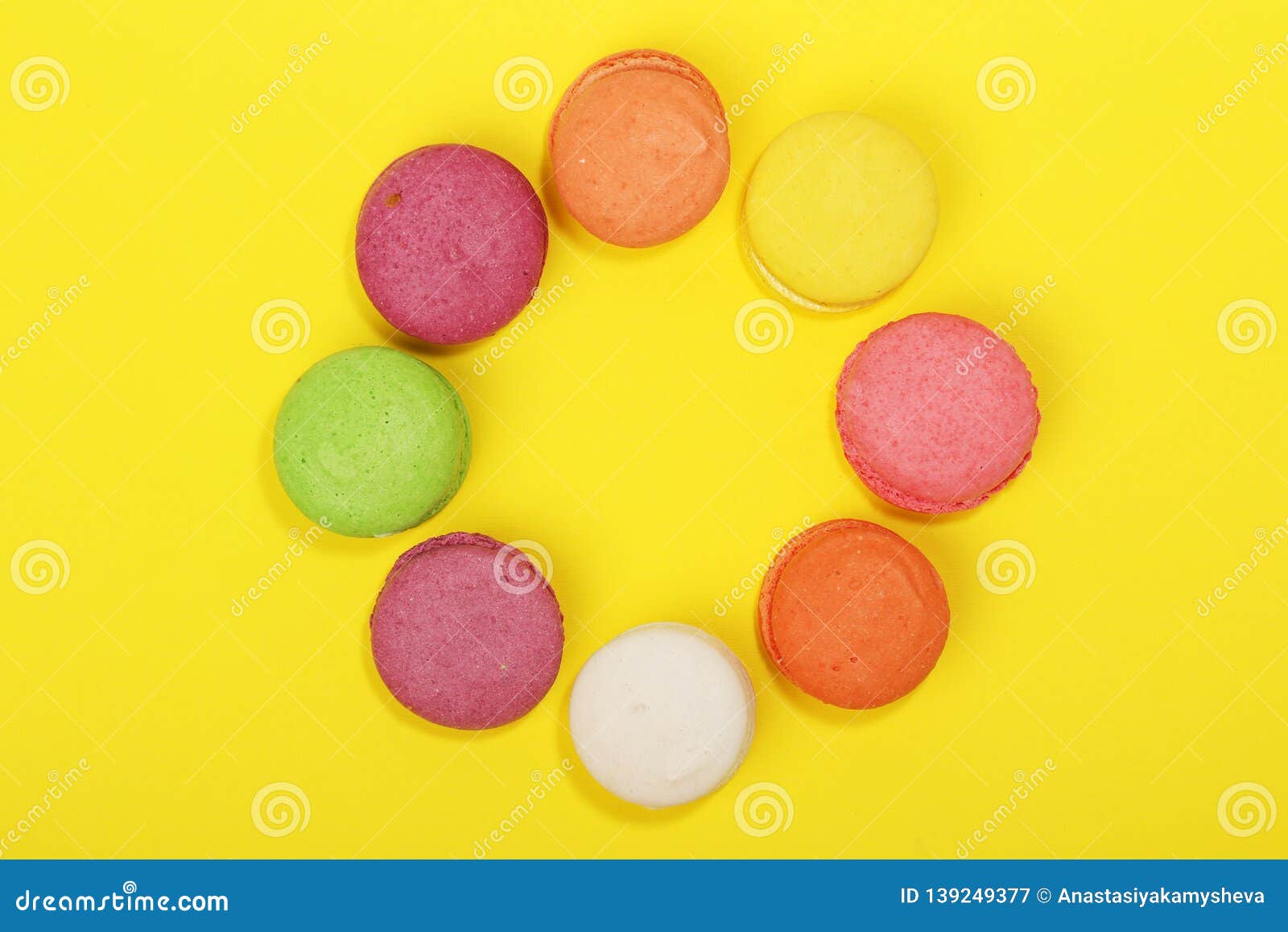A Circle of Bright Different Macaroons Stock Image - Image of macaroons ...