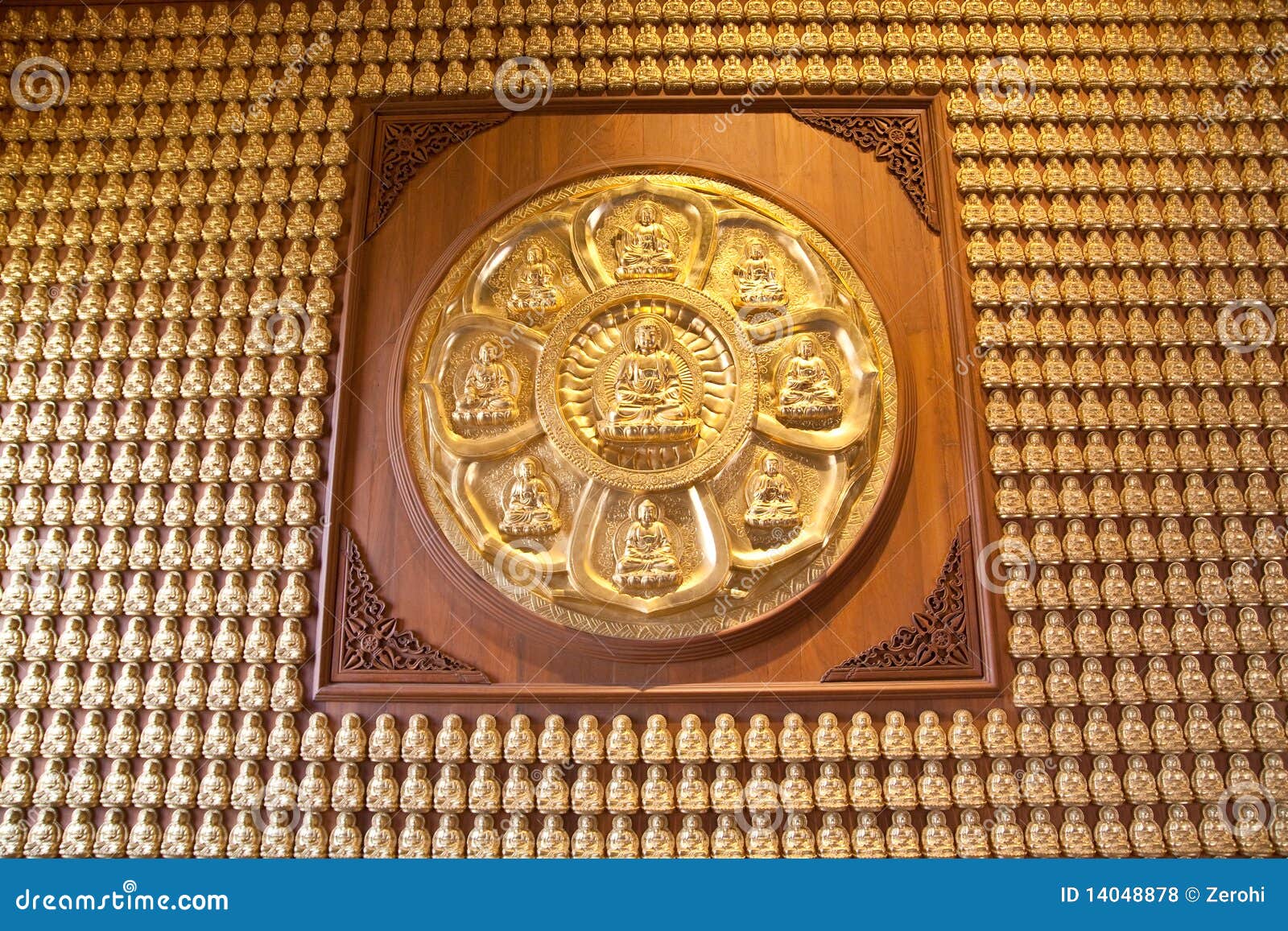 The Circle Buddha Sign and Buddha Wall Stock Photo - Image of building ...