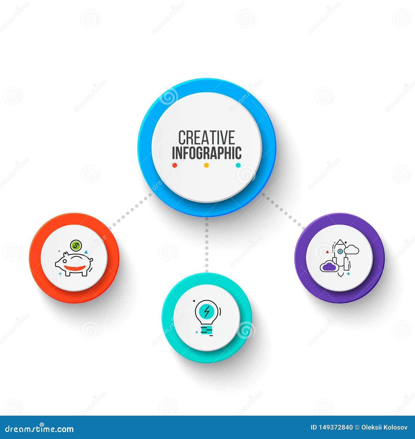 Circle Business Graphic Elements. Business Process Infographics with 3 ...